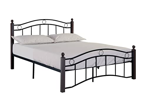 Epinki Full Size Metal Bed Frame with Headboard and Footboard, Black, No Box Spring Needed, Easy Assembly