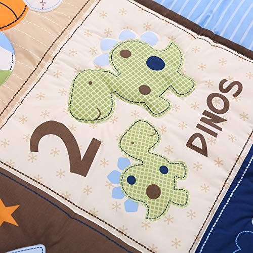 Blue Car Rocket Steamship Nursery Crib Quilted Comforter 1 PC Baby Girl/Baby Boy Crib Quilt Baby Gift Idea (Blue Airplane Ship Car Rocket)