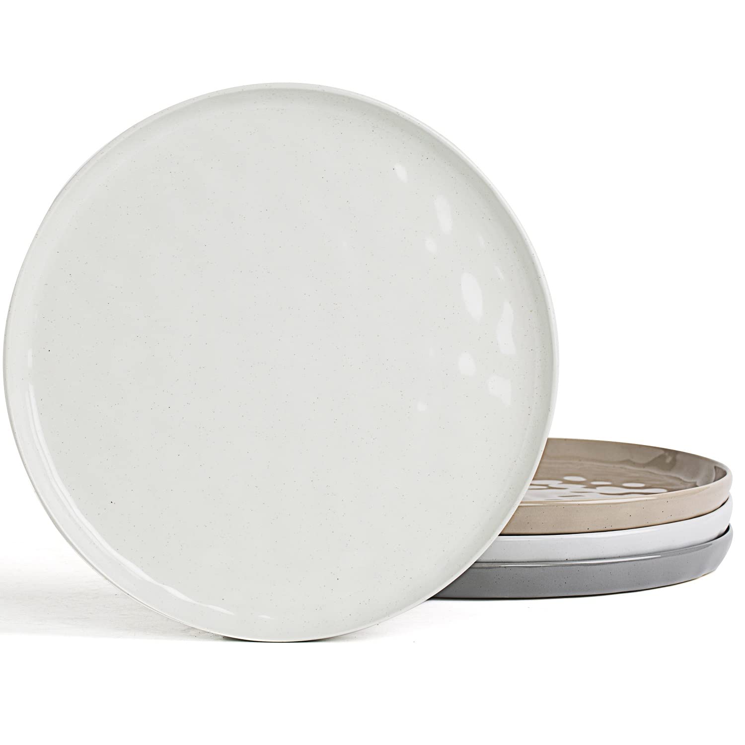 famiware Mars 4 Pieces Dinner Plates, 10.25 inch Plate Set, Scratch Resistant, Stoneware Dinnerware, Kitchen Modern Rustic Serving Dishes, Multi-color