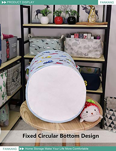 FANKANG Storage Basket, Nursery Hamper Canvas Laundry Basket Foldable with Waterproof PE Coating Large Storage Baskets for Kids Boys and Girls, Office, Bedroom, Clothes,Toys(Car)