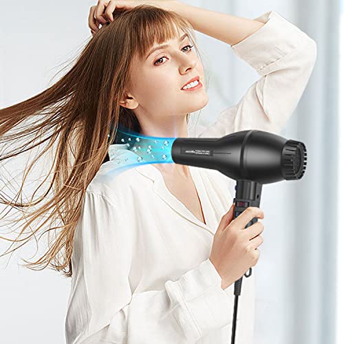 ARDIRO 2000W Professional Hair Dryer, Negative Ionic Salon Hair Blow Dryer for Quick Drying with AC Motor, Hairdryer with Diffuser & Concentrator, 3 Heat & 2 Speed Setting for Women Men Kids -Black