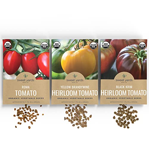 Organic Heirloom Tomato Seeds Variety Pack - 9 Seed Packets: Brandywine, Roma, Green Zebra, Pineapple, Chadwick Cherry, Black Krim and More