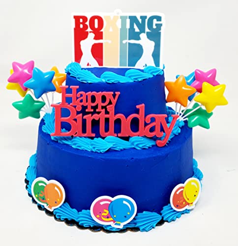 Boxing Themed 7 Piece Boxer Birthday Cake Topper Set