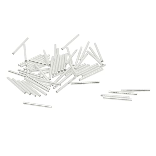 Baosity 50x 20x2mm Smooth Long Straight Tube Noodle Bead Jewelry Making - Silver White