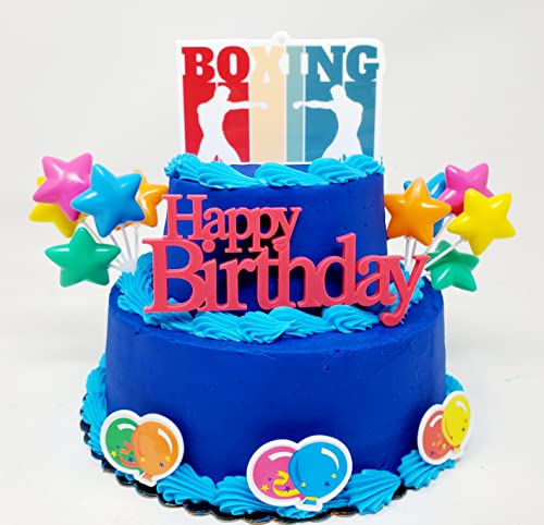 Boxing Themed 7 Piece Boxer Birthday Cake Topper Set
