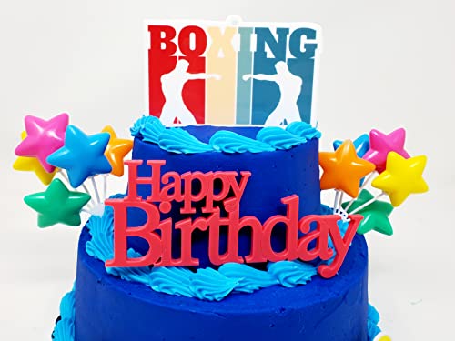 Boxing Themed 7 Piece Boxer Birthday Cake Topper Set