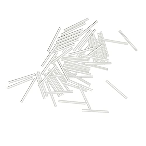 Baosity 50x 20x2mm Smooth Long Straight Tube Noodle Bead Jewelry Making - Silver White