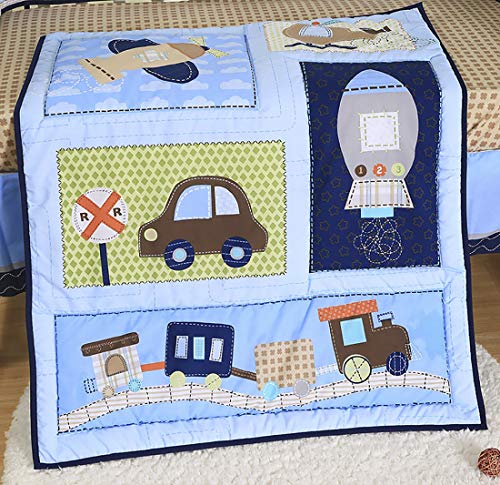 Brandream 6Piece Boys Crib Bedding Set Baby Vehicle Nursery Bedding with Car Trucks