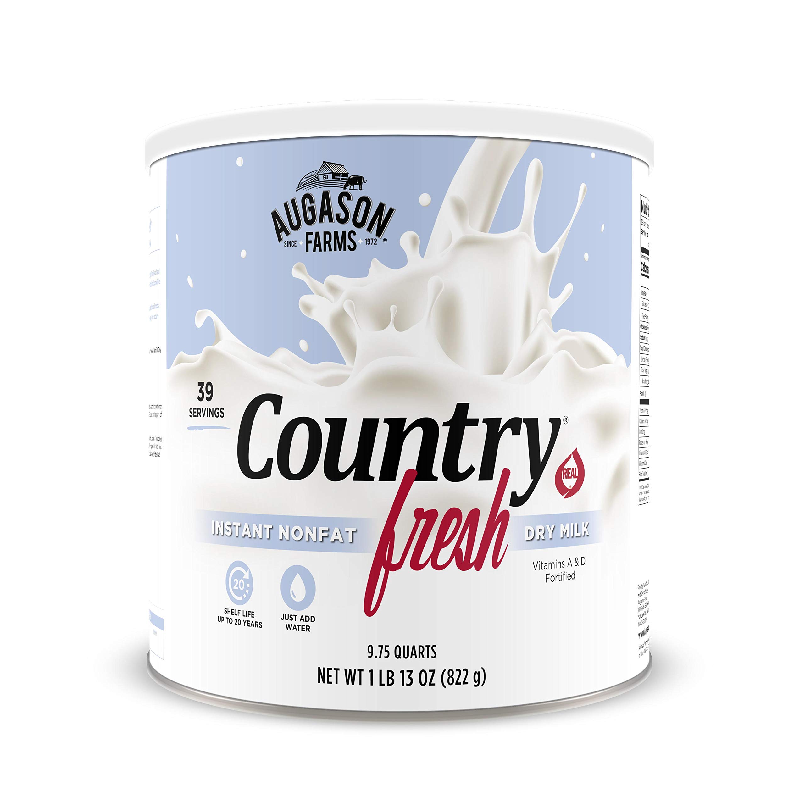 Augason Farms 5-90620 Country Fresh 100% Real Instant Nonfat Dry Milk, 1 lb., 13 oz. & Honey White Bread Scone & Roll Mix Emergency Food Storage #10 Can