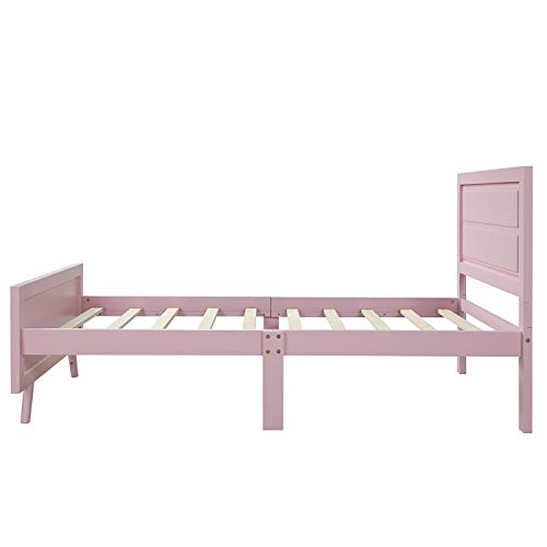 WXYNHHD Wood Platform Bed Twin Bed Frame Foundation with Headboard and Wood Slat Support (Color : Black)