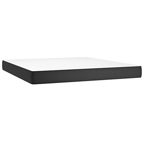 Penau Bed Frames for Bed Room Box Spring Bed with Mattress Black 76"x79.9" King Faux Leather Bed Risers
