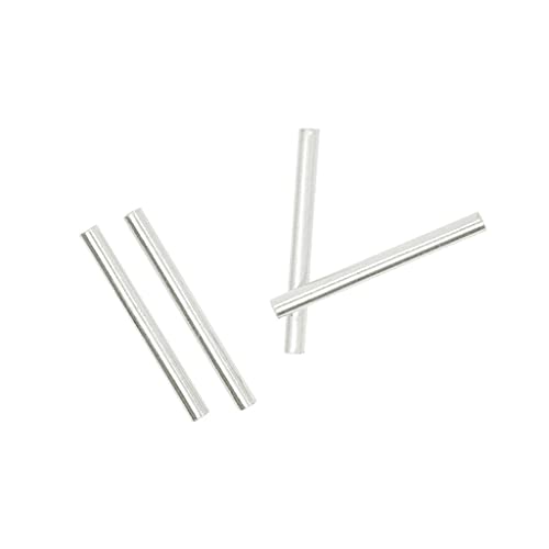 Baosity 50x 20x2mm Smooth Long Straight Tube Noodle Bead Jewelry Making - Silver White