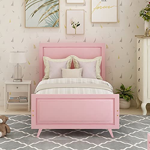 WXYNHHD Wood Platform Bed Twin Bed Frame Foundation with Headboard and Wood Slat Support (Color : Black)