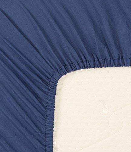 TILLYOU Fitted Crib Sheet Set 2 Pack - Super Soft Toddler Bed Sheets for Standard Crib and Toddler Mattresses, 28"x52"x8", Navy & Stone Blue