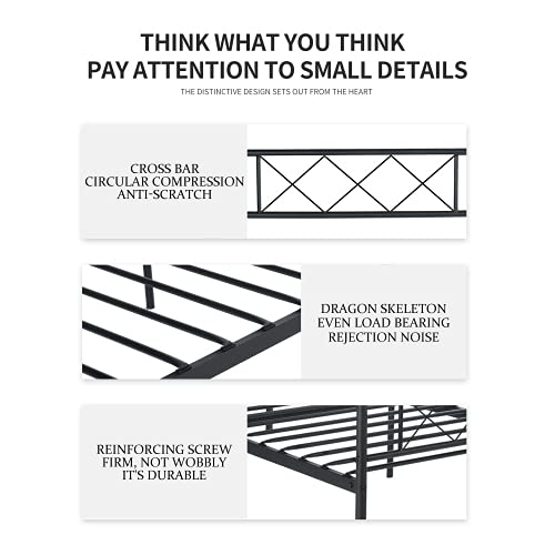 AnwickNomo Metal Twin Size Bed Frame Foundation with Headboard/Footboard for Boys Girls Adults Twin