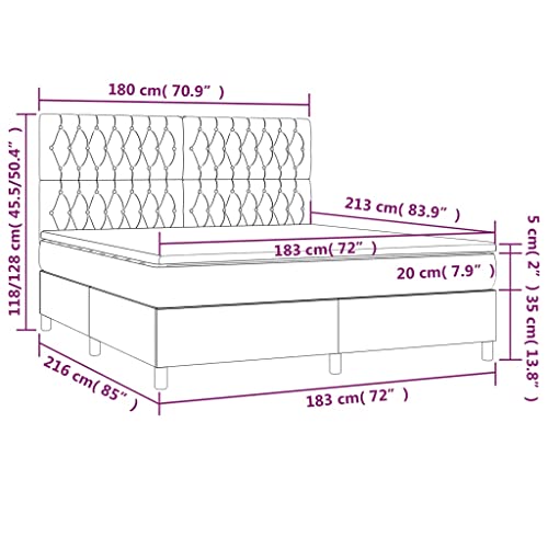 GOLINPEILO California King Fabric Box Spring Bed with Mattress Set,Included 1 x Bed Frame/1 x Headboard/1 x Mattress/1 x Mattress Topper, Dark Gray with Black Legs (Style F)