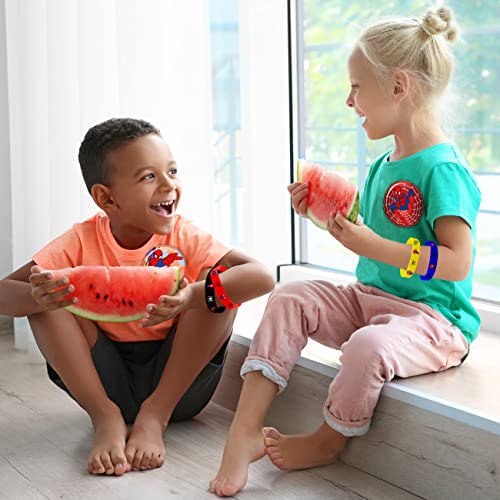 Spidey Birthday Party Supplies,80Pcs Spider Party Favors,Include 8pcs Button Pins,60pcs Stickers and 12pcs Barcelets for Kids