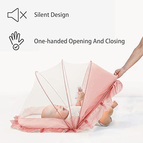 EDSONWADE Portable Mosquito Net for Baby 0-5 Years, Folding Crib Tent, High-density and Breathable Bassinet Cover Not Installation, Large Size Oval Crib Net to Keep Baby In