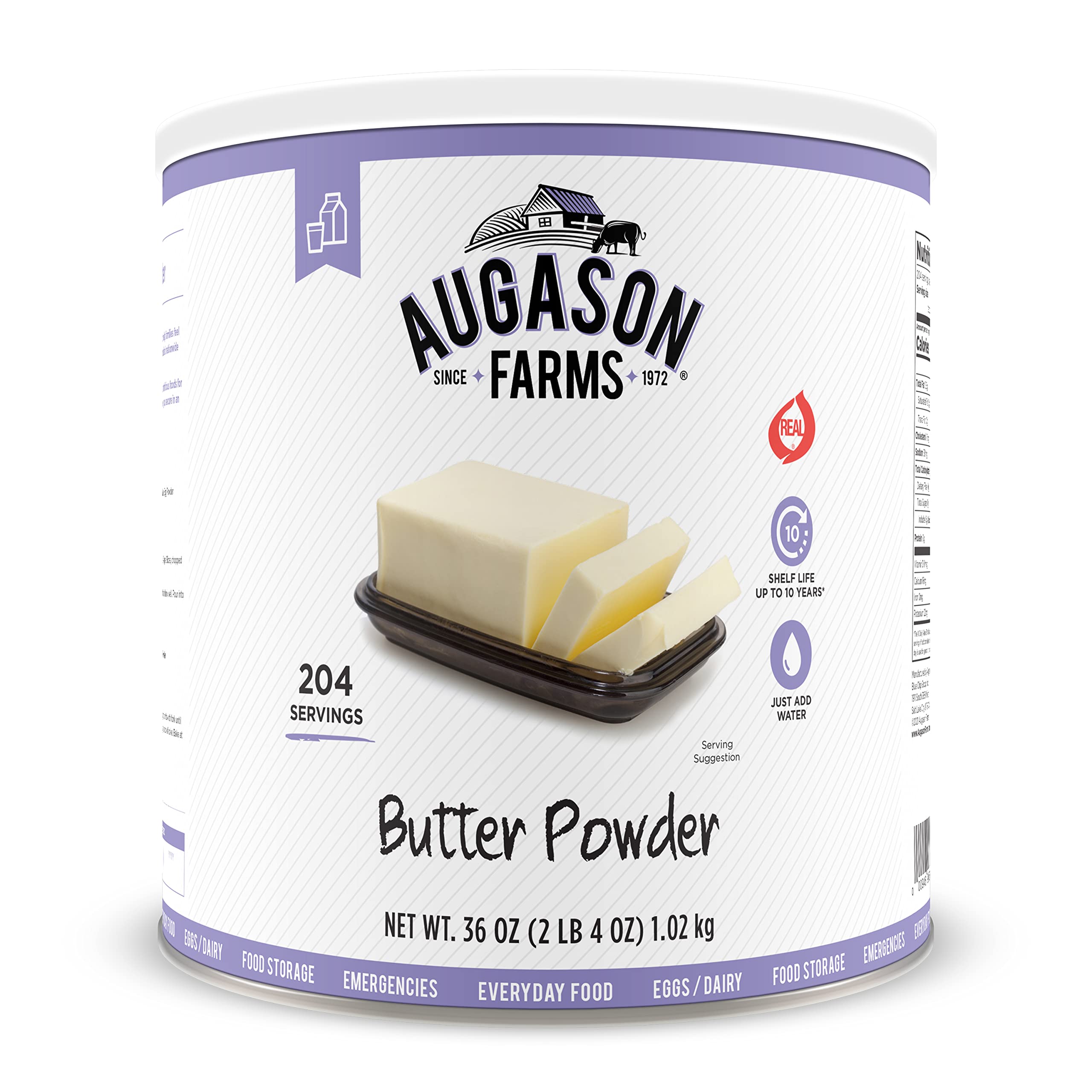 Augason Farms Vegetable Stew Blend 2 lbs 0.5 oz No. 10 Can & Butter Powder 2 lbs 4 oz No. 10 Can