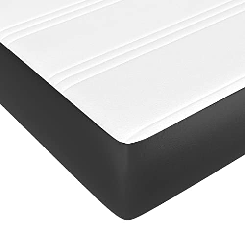 Penau Bed Frames Box Spring Bed with Mattress Black 53.9"x74.8" Faux Leather Bed Risers with Headboard for Bedroom