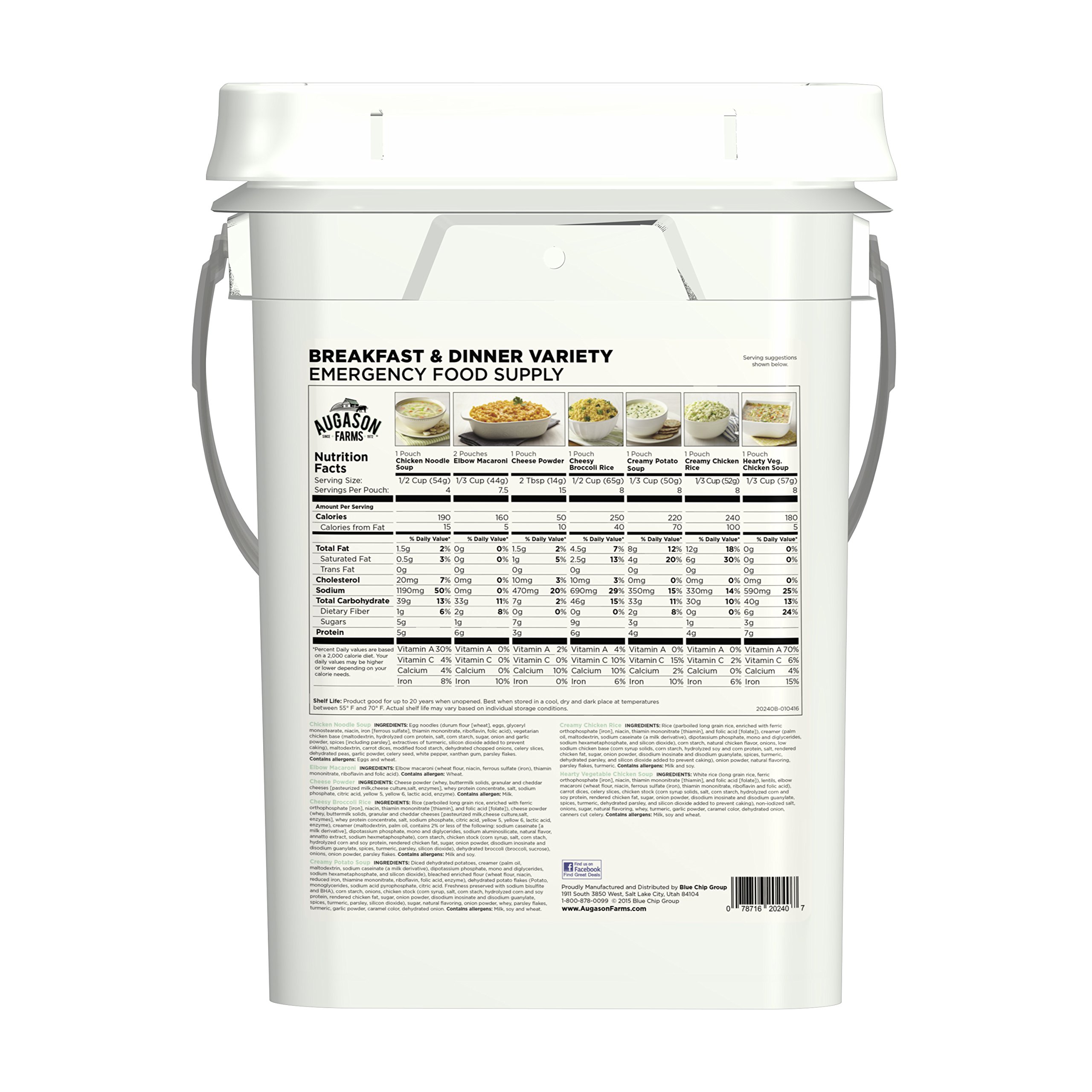Augason Farms Breakfast and Dinner Variety Pail Emergency Food Supply Everyday Meals 4 Gallon Pail & Butter Powder 2 lbs 4 oz No. 10 Can