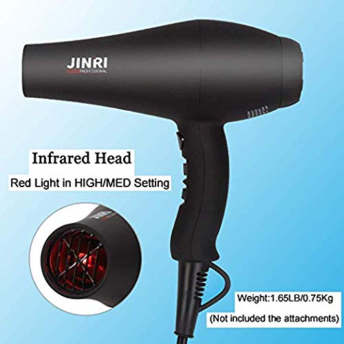 Hair Dryer 1875W, Negative Ionic Fast Dry Low Noise Blow Dryer, Professional Salon Hair Dryers with Diffuser, Concentrator, Styling Pik, 2 Speed and 3 Heat Settings (Black)