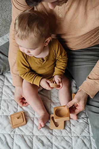 Montessori Shape Puzzle - Baby Puzzles 6-12 Months - Baby's First Puzzle - Knob Wooded Puzzles for Infant and Toddler - Geometric Shapes Puzzle - Babies First Shapes