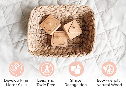 Montessori Shape Puzzle - Baby Puzzles 6-12 Months - Baby's First Puzzle - Knob Wooded Puzzles for Infant and Toddler - Geometric Shapes Puzzle - Babies First Shapes