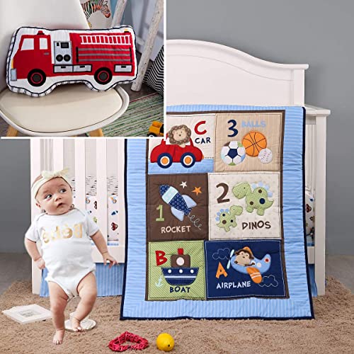 Brandream Boys Fire Truck Pillow & 3Pcs Cars Baby Crib Bedding Set