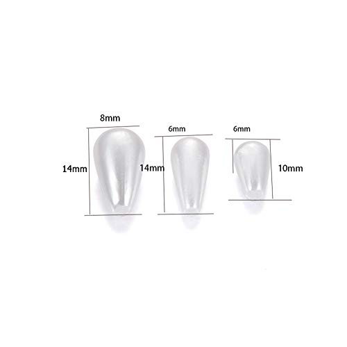 AKOAK Pack of 100 White Plastic Faux Pearl Teardrop Imitation Pearl Waterdrop Beads for DIY Jewelry Making (6MM x 10MM)