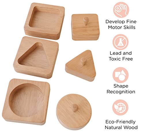 Montessori Shape Puzzle - Baby Puzzles 6-12 Months - Baby's First Puzzle - Knob Wooded Puzzles for Infant and Toddler - Geometric Shapes Puzzle - Babies First Shapes