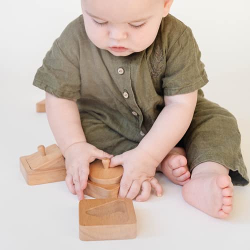 Montessori Shape Puzzle - Baby Puzzles 6-12 Months - Baby's First Puzzle - Knob Wooded Puzzles for Infant and Toddler - Geometric Shapes Puzzle - Babies First Shapes
