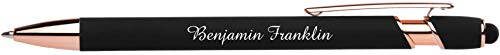 Express Pencils™ - Personalized Pens Gift Set - 2 Pack of Rose Gold Soft Touch Metal Pens w/gift box - Luxury Ballpoint Pen Custom Engraved w/Name or Message | Perfect for Him or Her (Black - Black)