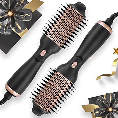 Hot Air Brush, Blow Dryer Brush, Deyzeum One Step Hair Dryer & Volumizer, Hair Straightener Brush Comb for Women, Negative Ion Anti-Frizz Blowout Brush for Drying, Straightening, Curling, Salon, Black