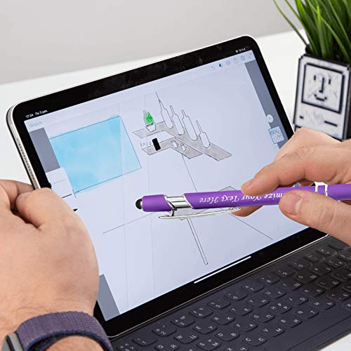 24 PCS Personalized Pens in Bulk with Stylus Tip, Custom Engraving Pens, Soft Touch Ballpoint Pen with Name - Free Personalization Black Ink- for Christmas, Anniversary, Graduation, Office, Memory