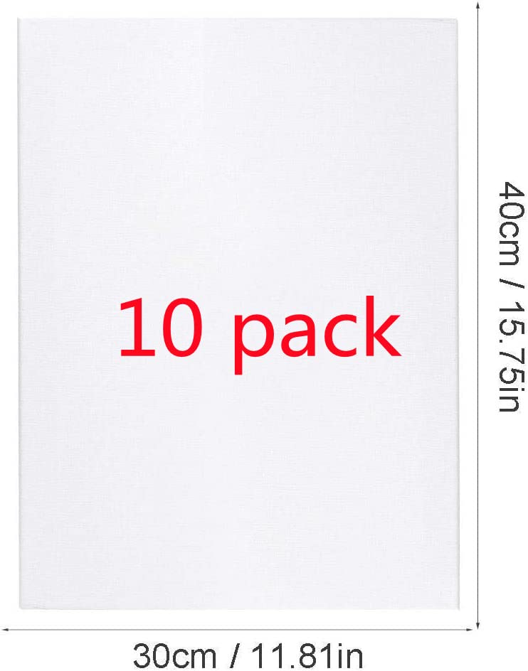 10 Pack Canvas Panels 16" x 12" Rectangle 40 X 30CM 100% Cotton White Blank Stretched Canvas Boards for Painting Craft Drawing Acrylics Canvas Art Board Acrylic Oil Paint DIY Kids Children Adults