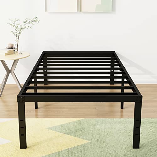 DiaOutro 18 Inch Twin XL Bed Frame Heavy Duty No Box Spring Needed Metal Platform with Non Slip Mattress Gasketsā¦