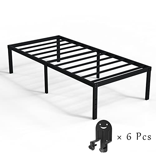 DiaOutro 18 Inch Twin XL Bed Frame Heavy Duty No Box Spring Needed Metal Platform with Non Slip Mattress Gasketsā¦