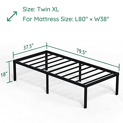DiaOutro 18 Inch Twin XL Bed Frame Heavy Duty No Box Spring Needed Metal Platform with Non Slip Mattress Gasketsā¦