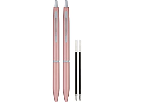 PILOT Acroball 1000 Ultra-Premium Ball Point Pen, 0.7 mm Fine Point, Black Ink, Rose Gold Barrel-2 Pens With 2 Bonus Reffills