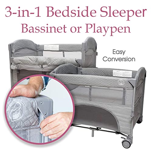 babywombworld Baby Bedside Sleeper Bassinet Bed: 3-in-1 Portable Crib for Newborns, Side Sleeper for Babies, Toddler Play Pen