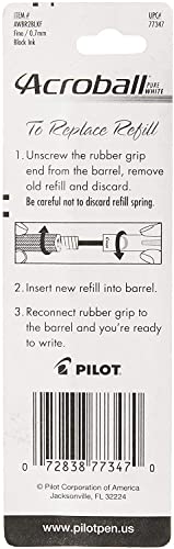 PILOT Acroball 1000 Ultra-Premium Ball Point Pen, 0.7 mm Fine Point, Black Ink, Rose Gold Barrel-2 Pens With 2 Bonus Reffills