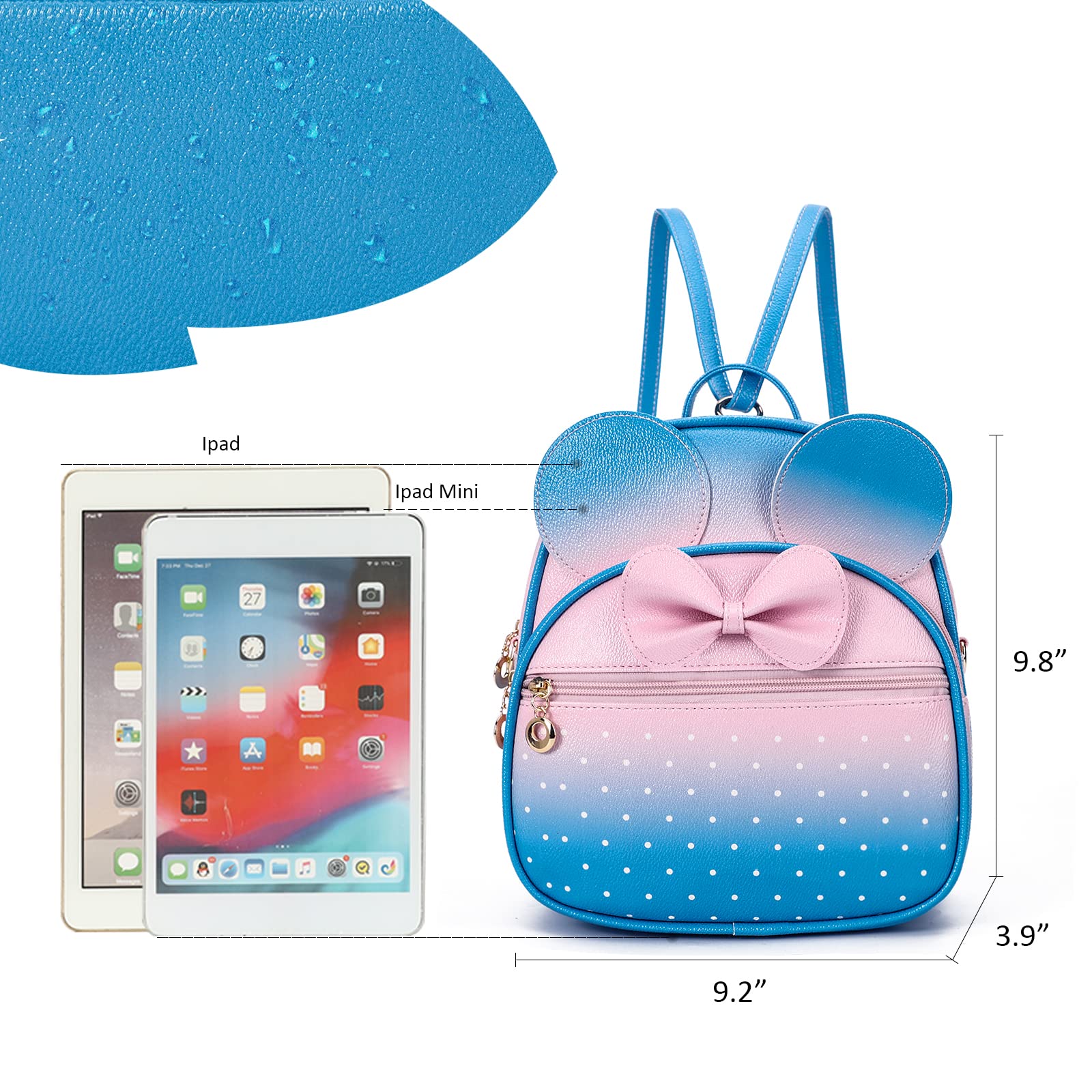 KL928 Girls Mini Backpack Bowknot Polka Dot Cute Daypacks Convertible Shoulder Bag Purse for Women