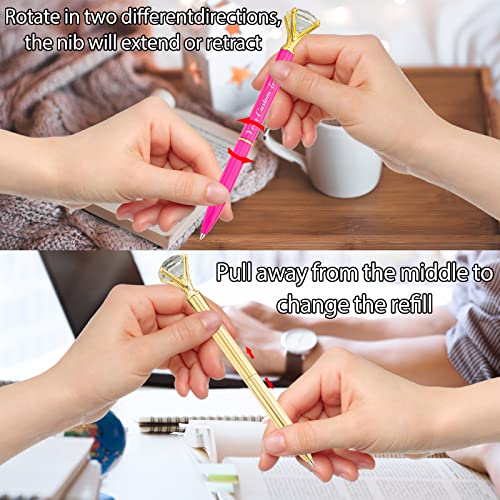Up to 100 Personalized Diamond Pens Bulk with Name,Custom Imprint Ballpoint Pen Engraved Business Logo Text Message,Customized Gift for Women Men Graduation Birthday Office Commercial-20PCS Rose Gold