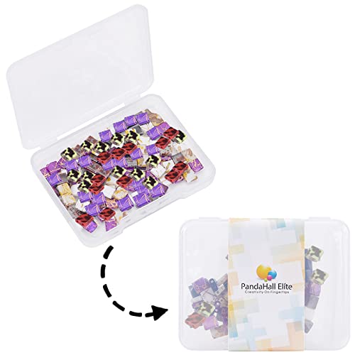 PH PandaHall 2 Hole Seed Beads, 120pcs 6 Styles 5 x 4.5~5.5mm Rectangle Glass Carrier Beads Cube Spacer Beads for Multi-Strand Bracelet Necklace Jewelry DIY Craft Making