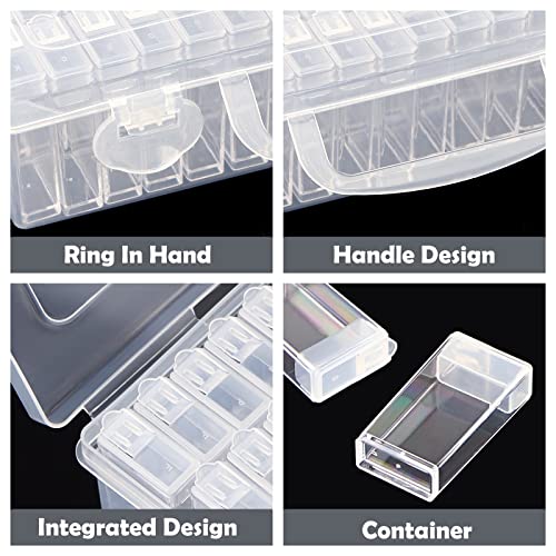64 Slots Plastic Seed Storage Box, Seeds Storage Organizer with Label Stickers(seeds not included), Seed Container Storage use for Flower Seeds,Vegetable Seeds, Clover Seeds, Basil Seeds, Tomato Seeds