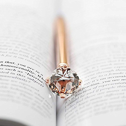 LONGKEY 3PCS Diamond Pens Big Crystal Diamond Ballpoint Pen Bling Metal Ballpoint Pen Offices and Schools, Silver/White With Rose Polka Dots/Rose Gold with White Polka Dots, Includes 3 Pen Refills.