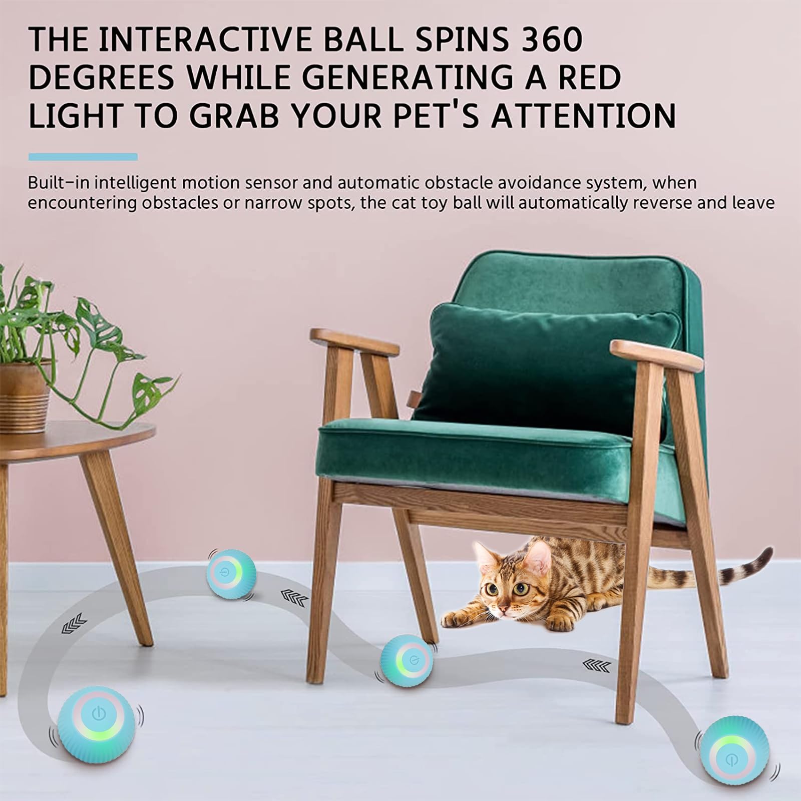 Found Notice Cat Ball Toy, Interactive Cat Toys, Automatic Motion Activated Moving Ball Hide and Seek Game for Indoor Exercise,Gifts for Kittens
