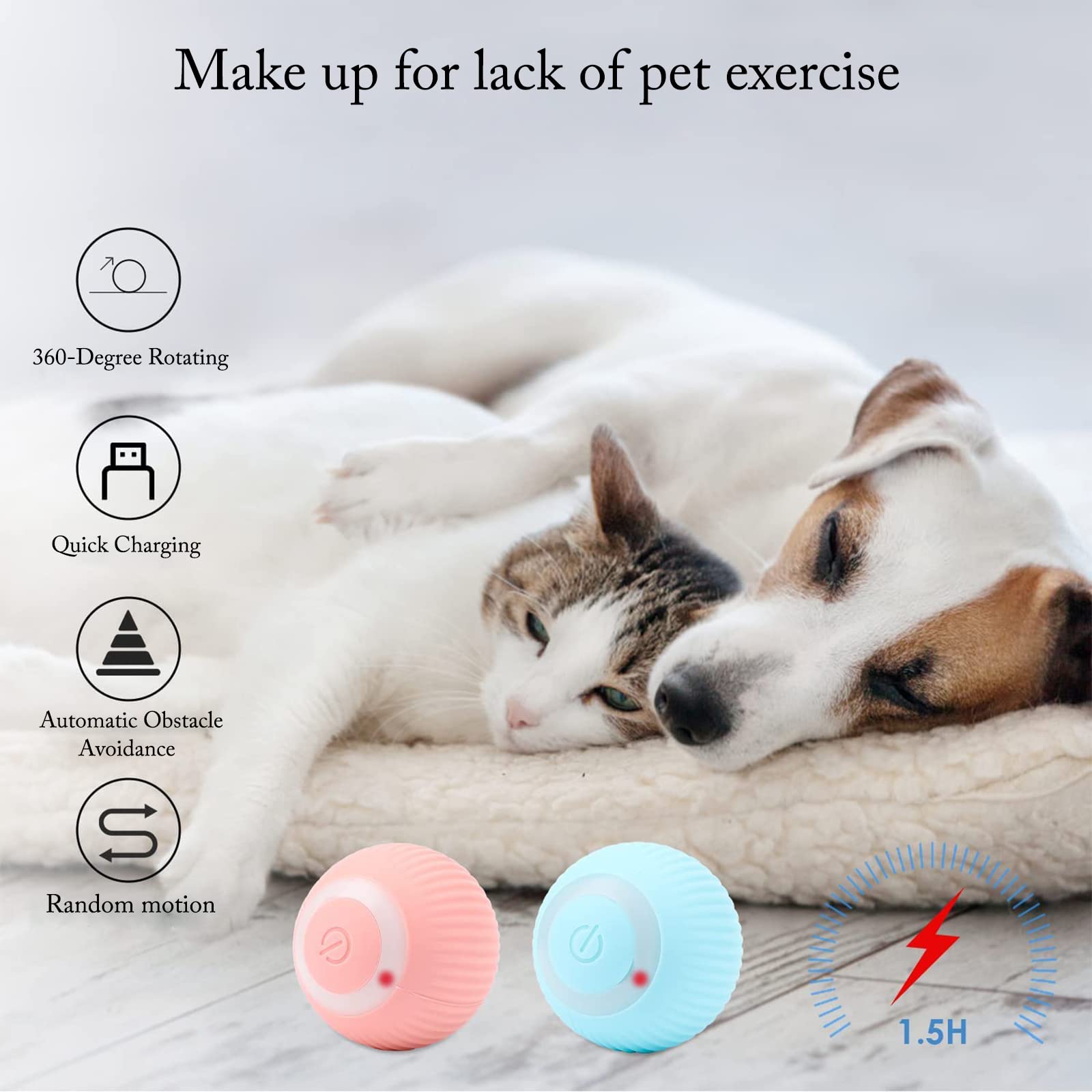 Found Notice Cat Ball Toy, Interactive Cat Toys, Automatic Motion Activated Moving Ball Hide and Seek Game for Indoor Exercise,Gifts for Kittens