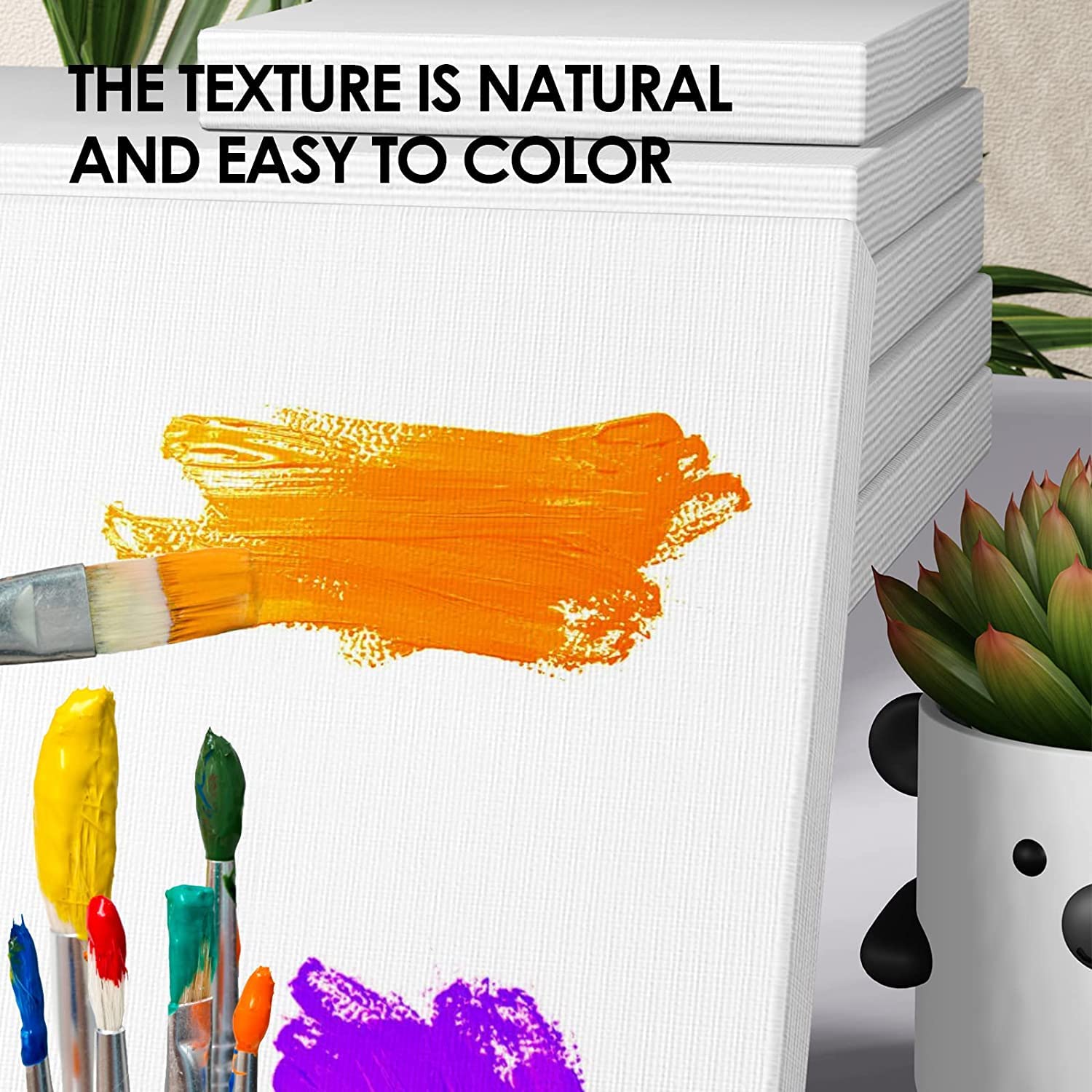10 Pack Canvas Panels 6" x 6" Square 15CM 100% Cotton White Blank Stretched Canvas Boards for Painting Craft Drawing Small Acrylics Canvas Art Board Acrylic Oil Paint DIY Kids Children Adults